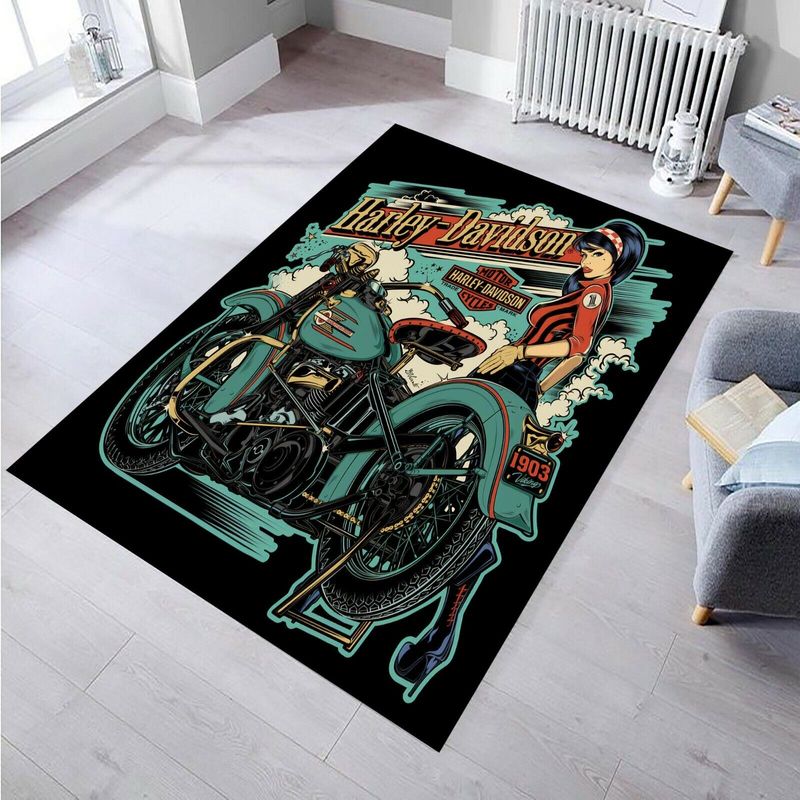 Harley Davidson Motorcycle Rug Home Floor Decor NABI278 ...