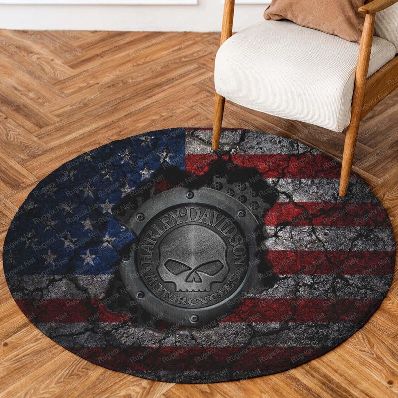 Harley Davidson Motorcycle Round Rug NABB82C – GladysClothing – Print ...
