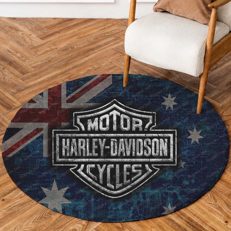 Harley Davidson Motorcycle Round Rug NABB86C – GladysClothing – Print ...