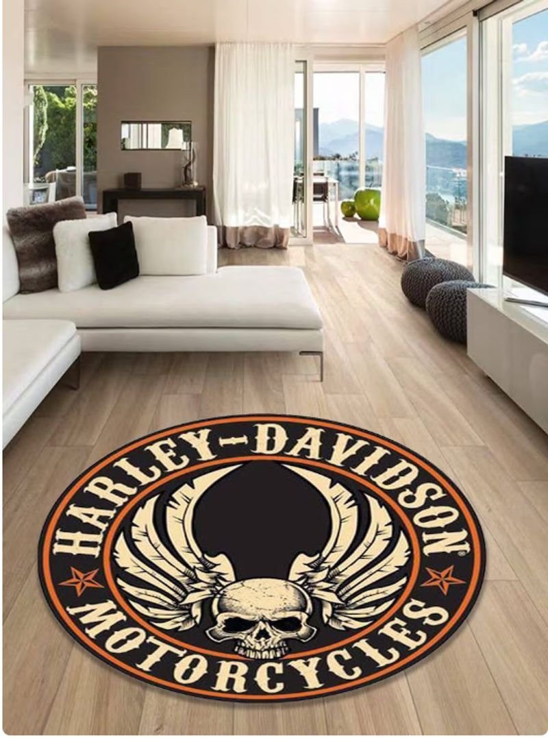 Harley Davidson Motorcycle Round Rug NAGA122 – GladysClothing – Print ...