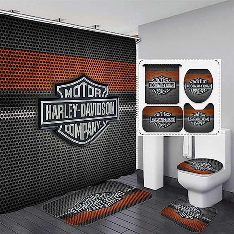 Harley Davidson Motorcycle Bathroom Decor Set Naia435 Gladysclothing