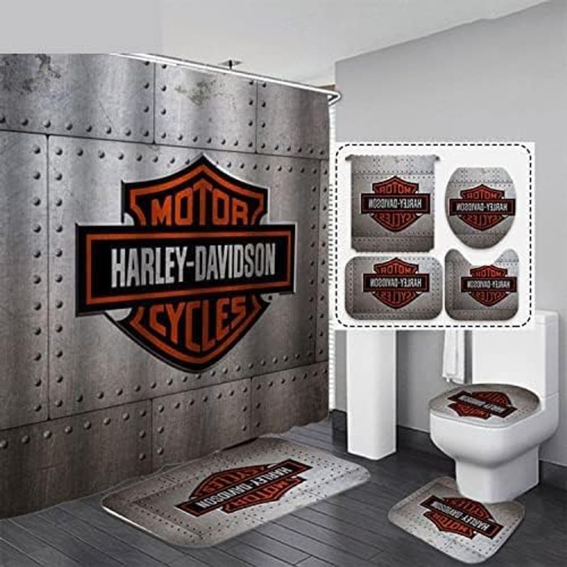 Harley Davidson Motorcycle Bathroom Decor Set Naia457 Gladysclothing