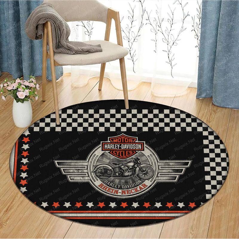 Harley Davidson Motorcycle Round Rug NABH147D – GladysClothing – Print ...