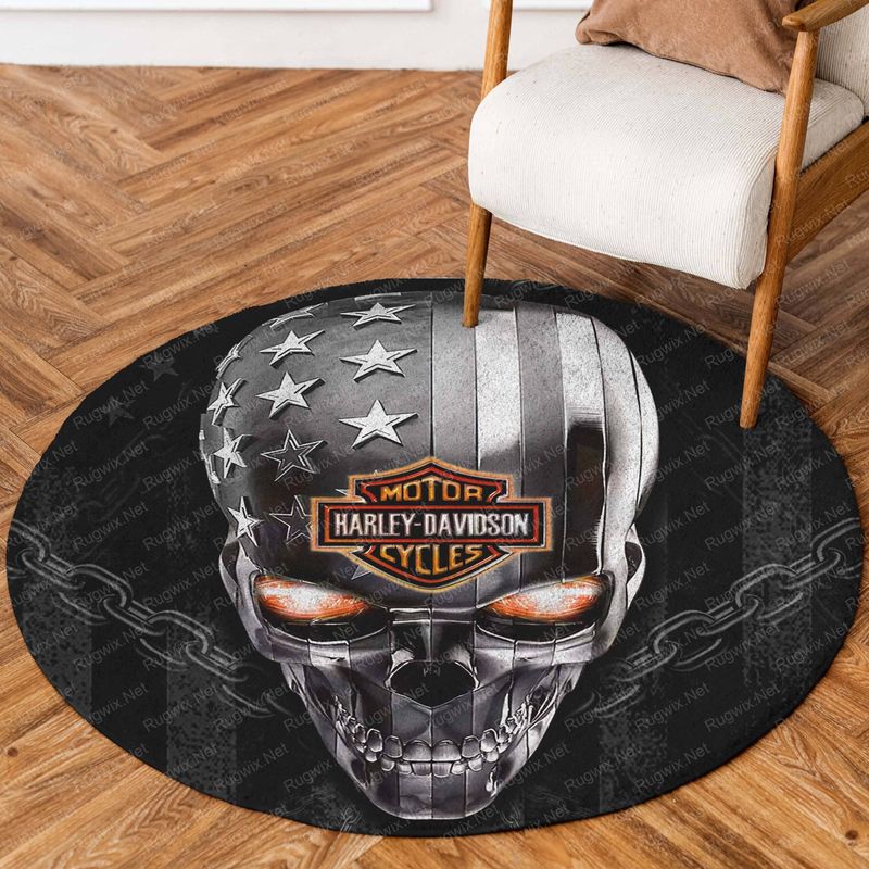 Harley Davidson Motorcycle Round Rug NABH31S – GladysClothing – Print ...