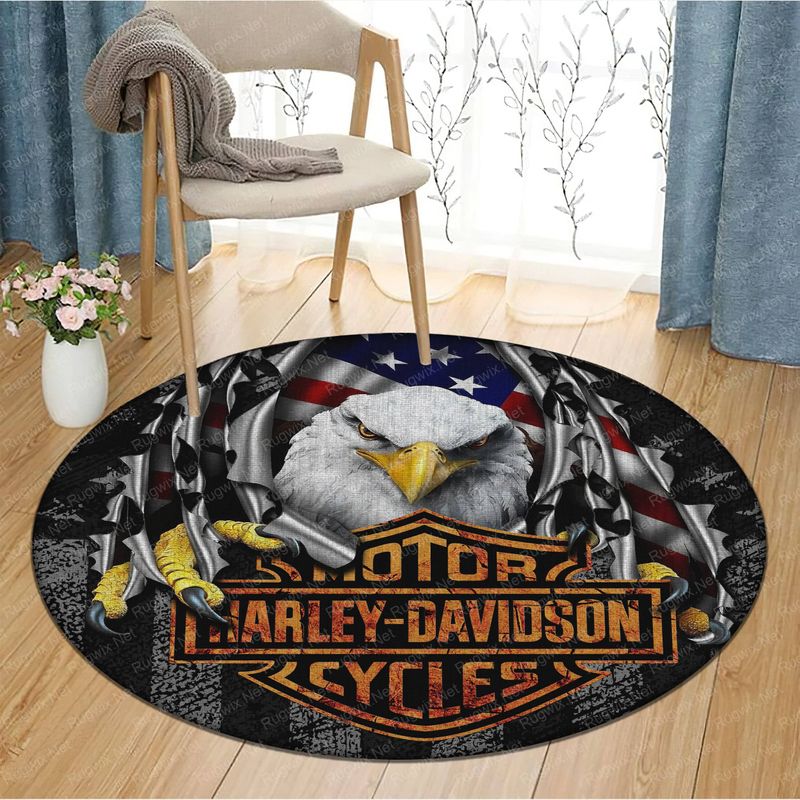Harley Davidson Motorcycle Round Rug NABH46S – GladysClothing – Print ...