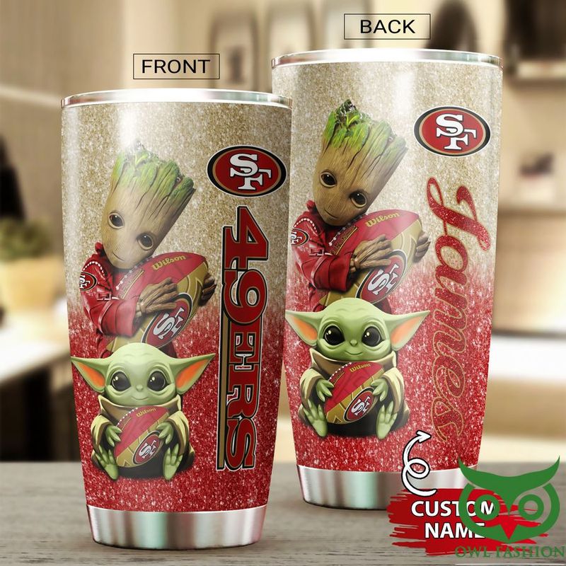 NFL Sport San Francisco 49ers Baby Yoda Groot Custom Name Stainless ...
